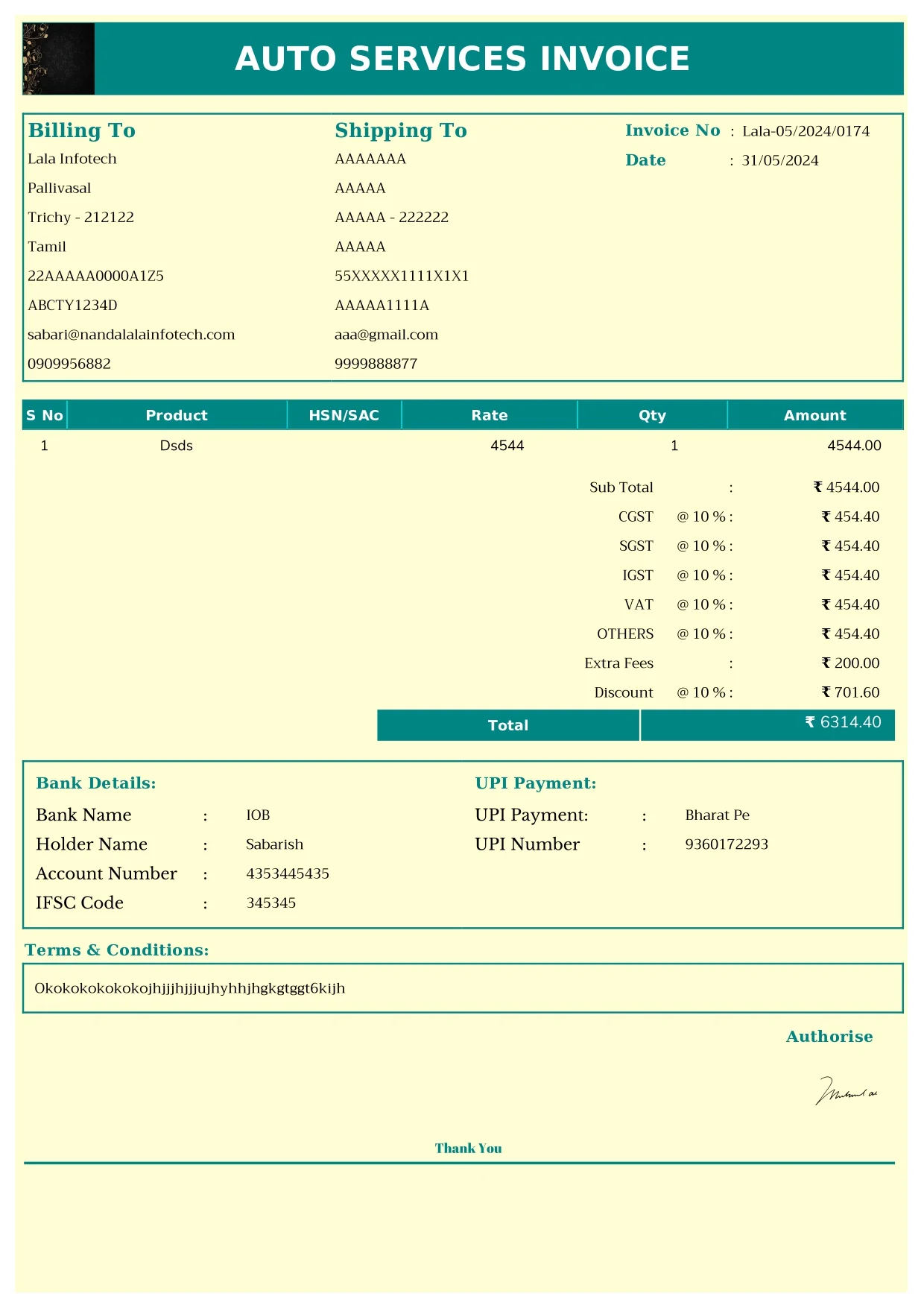 Invoice Free | Auto Service Invoice Generator,Creator,Maker