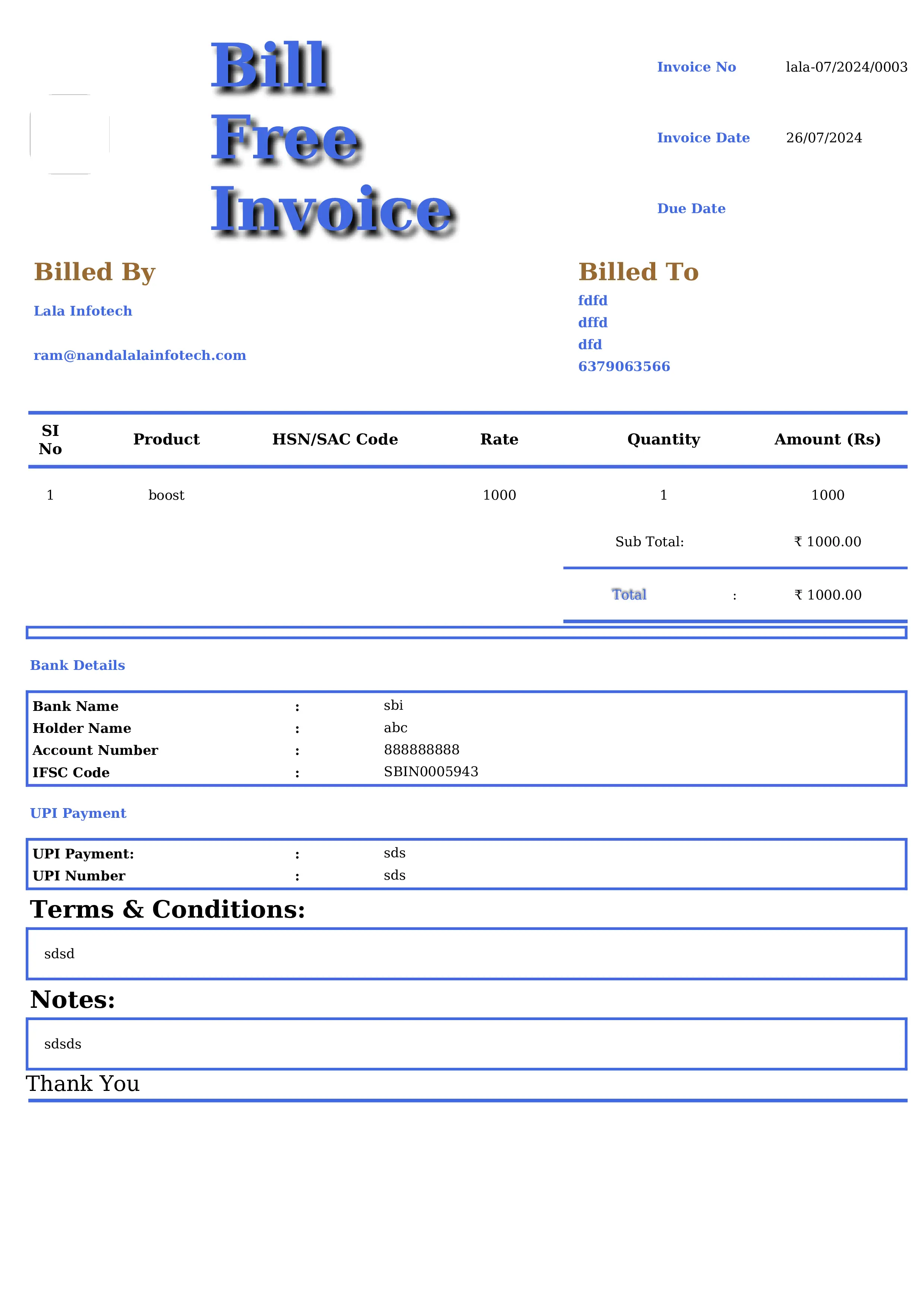 Free Invoice Generator Billing Tool | InvoiceFree