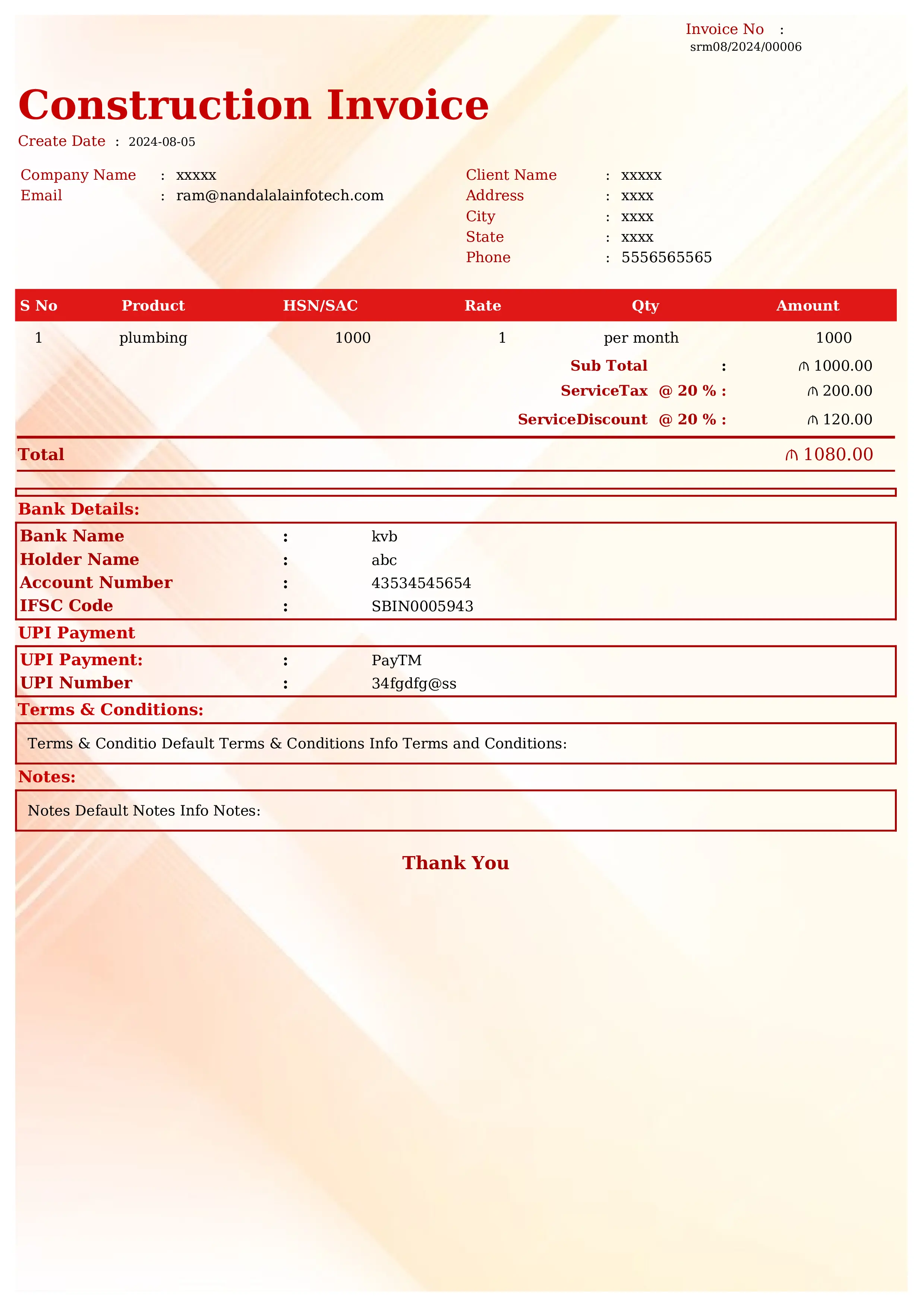 Construction Invoice Generator | InvoiceFree