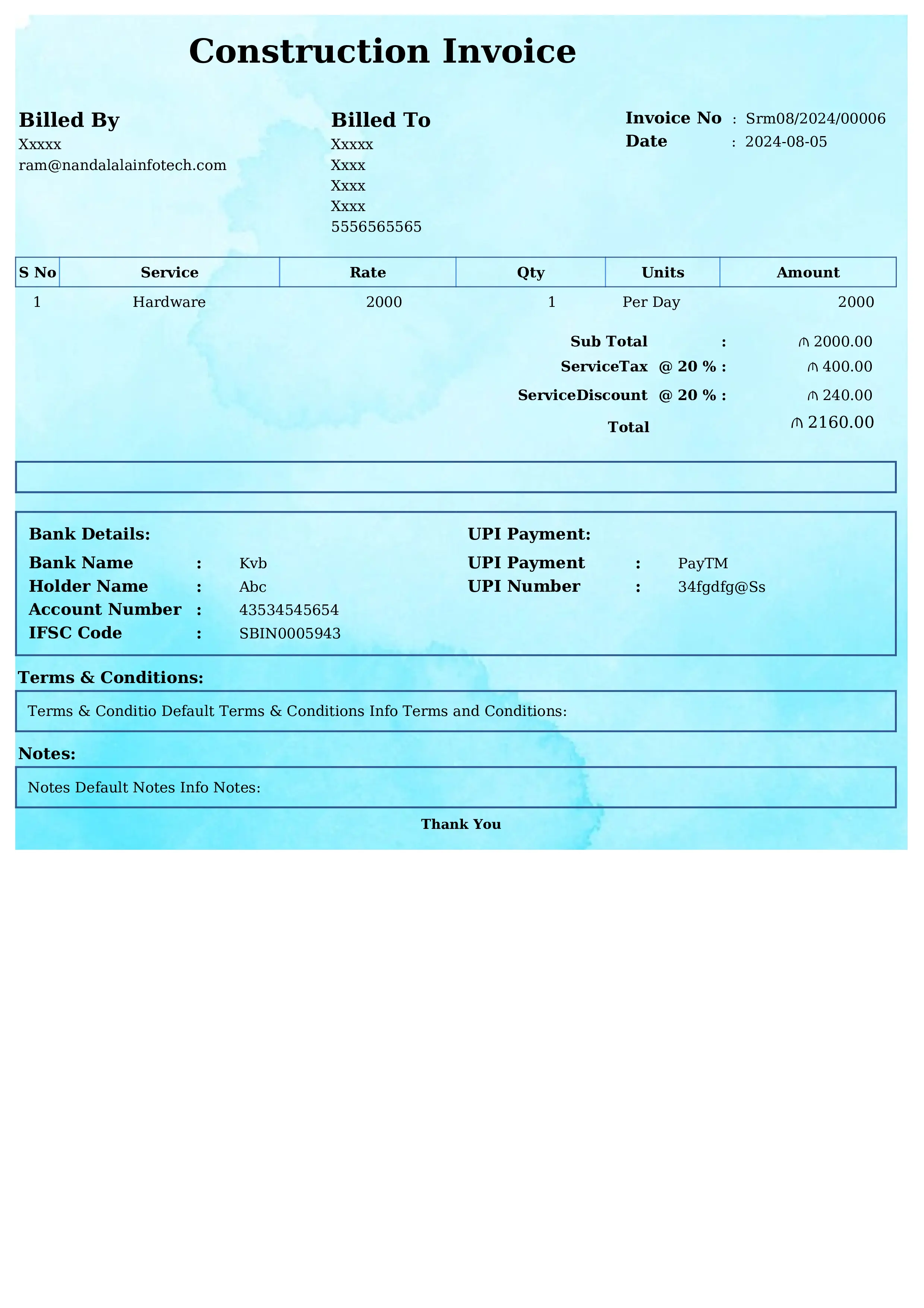Construction Invoice Generator | InvoiceFree