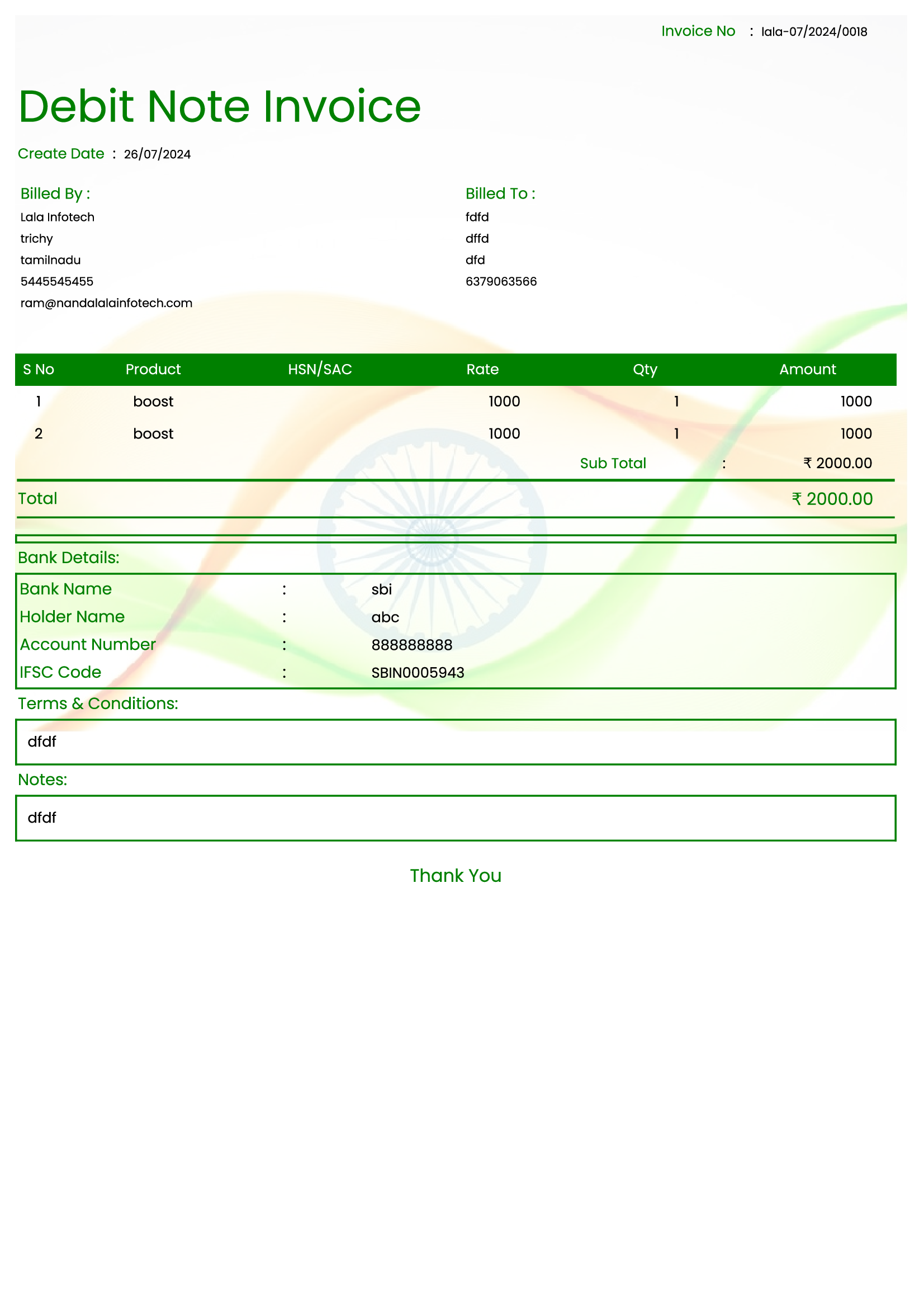 Debit Note Template Hathaway Estate Sales Deland | EstateSales.org