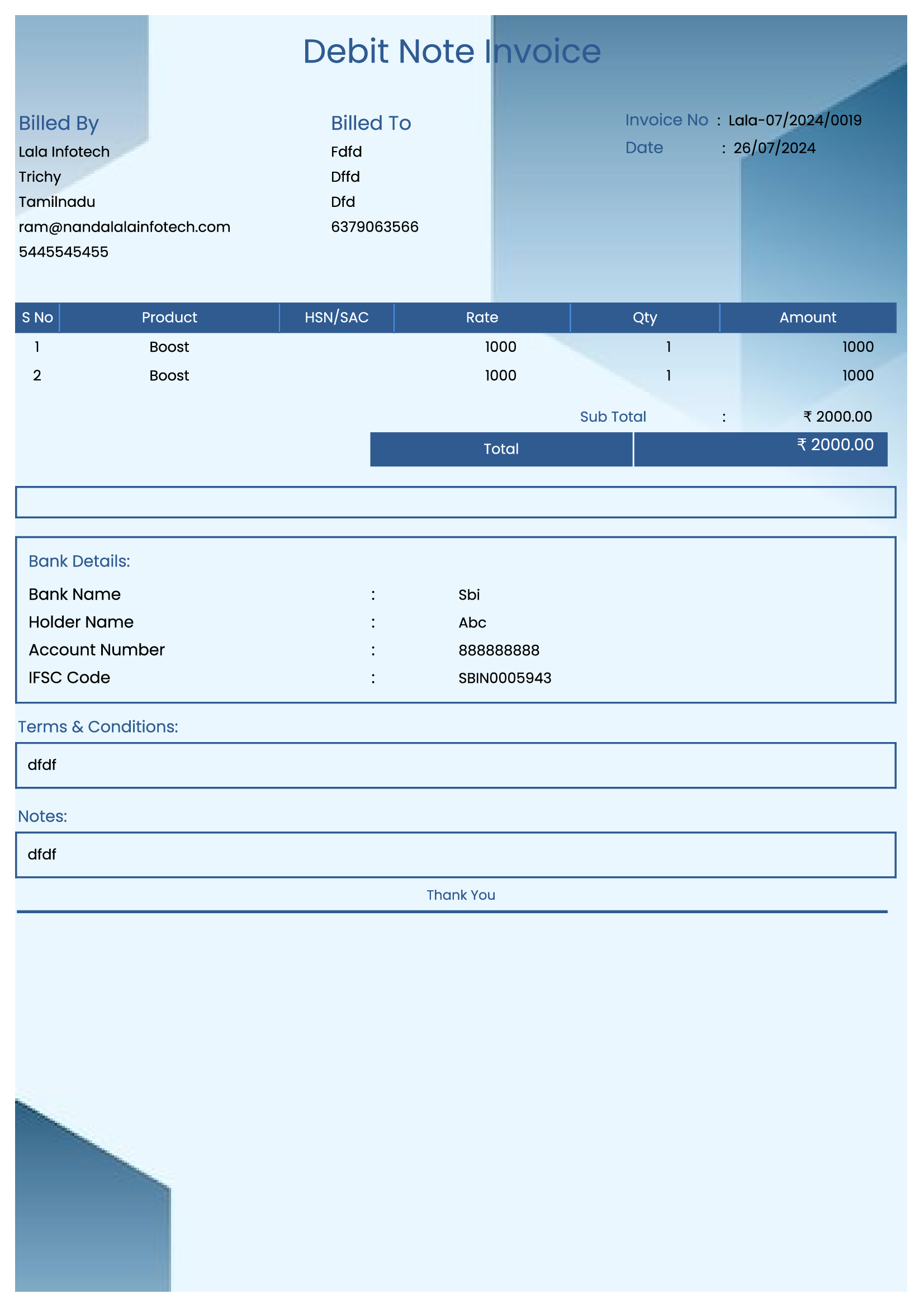 Invoice Free | Debit notes Invoice Generator,Creator,Maker