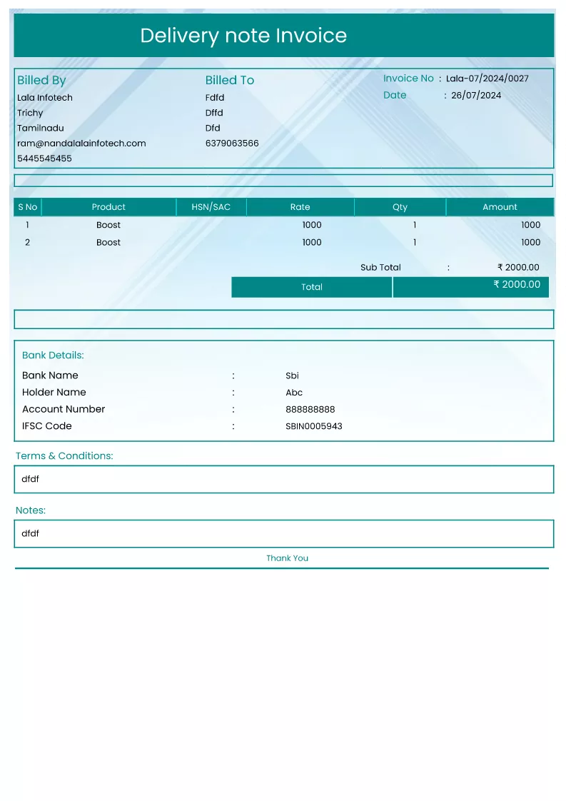 Invoice Free | Delivery note Invoice Generator,Creator,Maker
