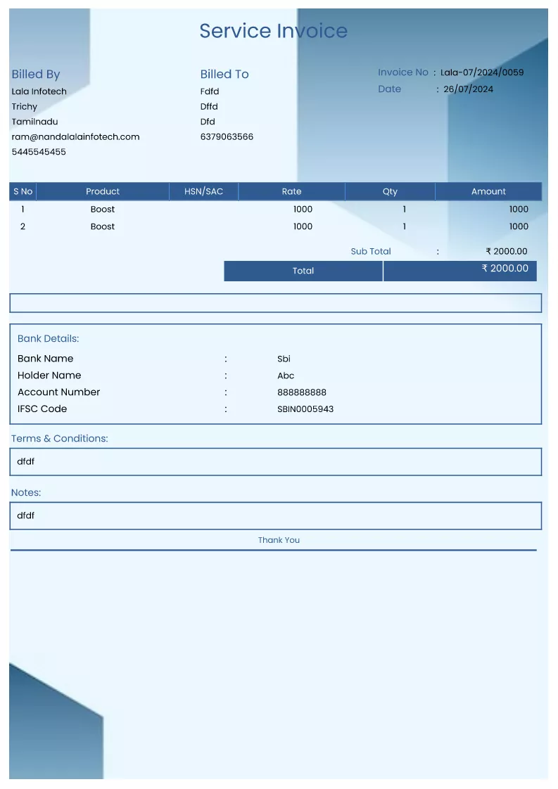 Invoicefree Service Invoice Generator Creator Maker