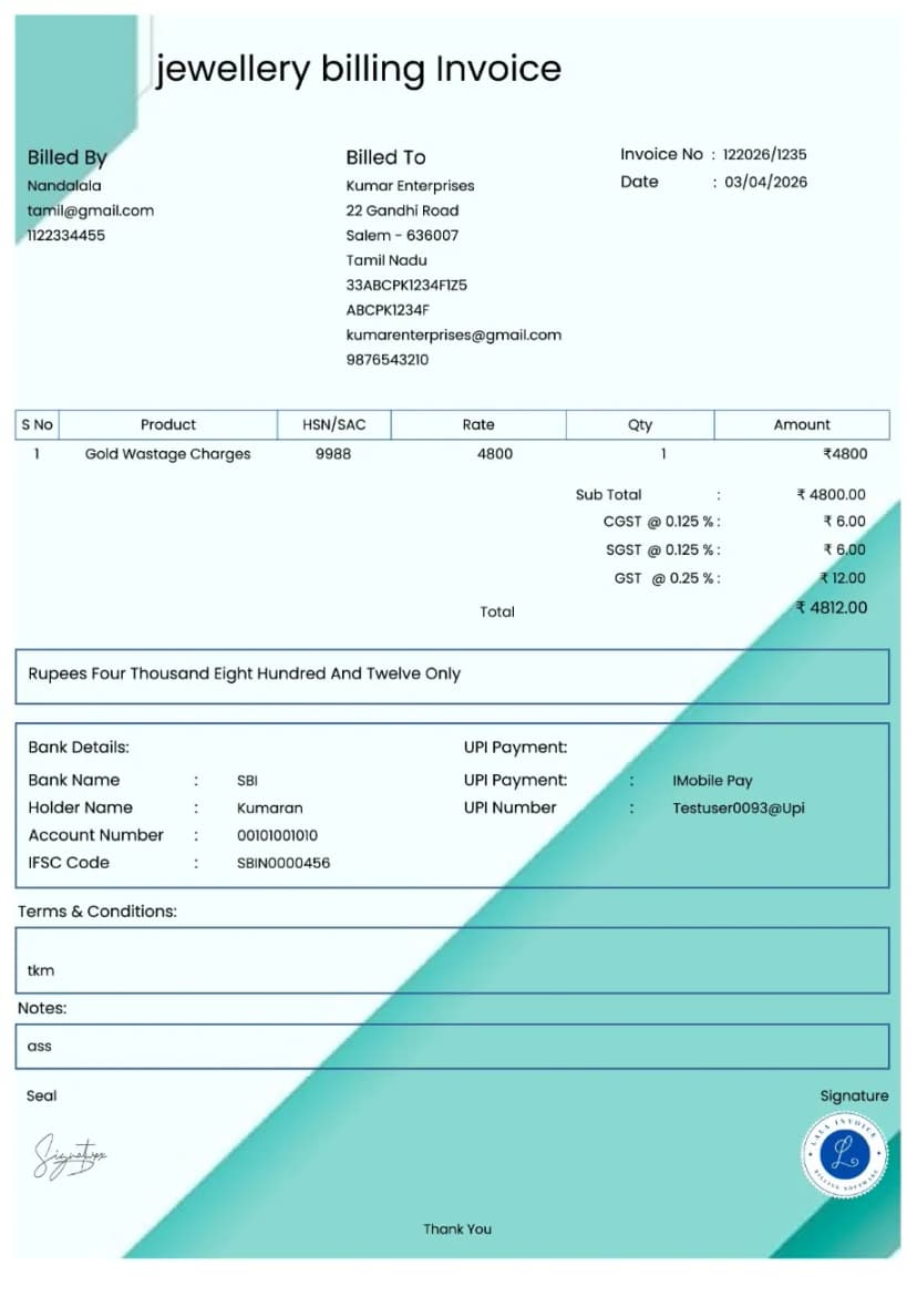 Online Jewellery Invoice Generator - Easy Billing | InvoiceFree