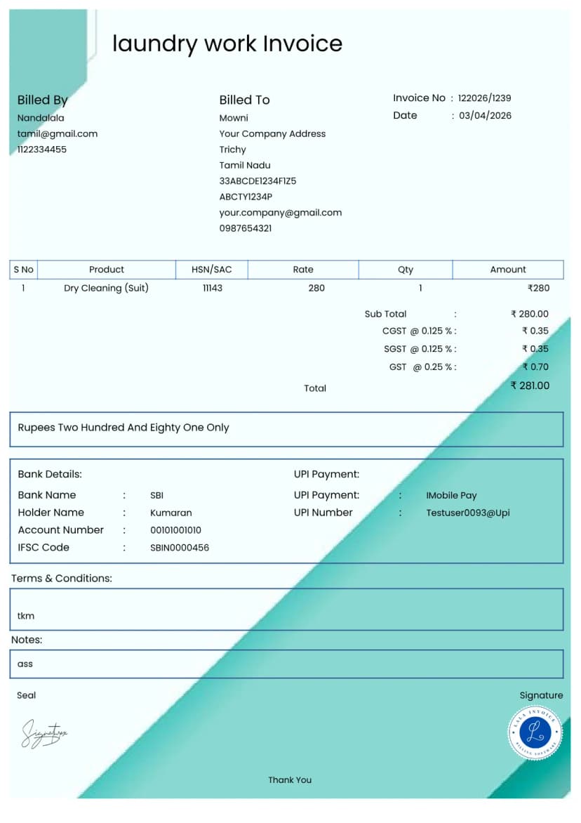 Quick Laundry Invoice Generator – No Sign-Up | InvoiceFree
