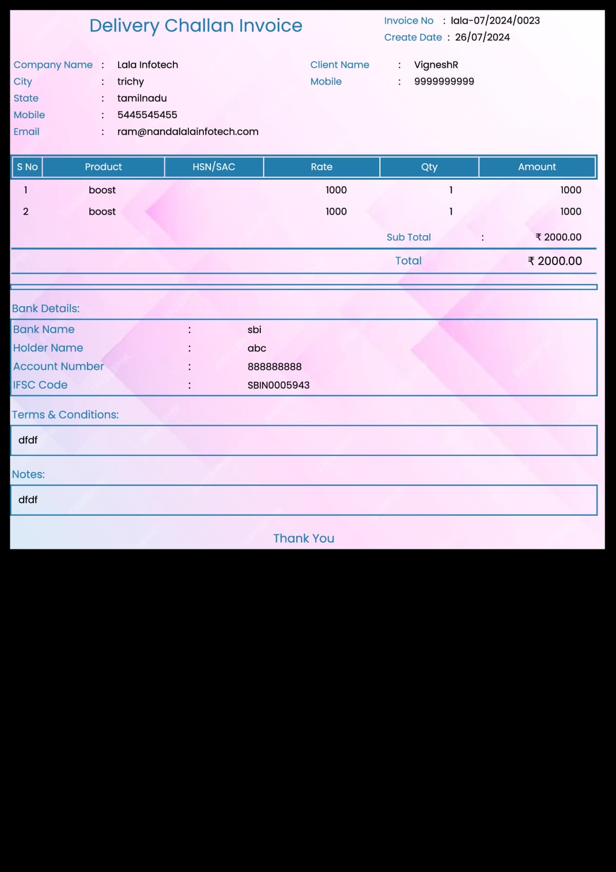 Delivery Challan Invoice Generator Free Online | InvoiceFree