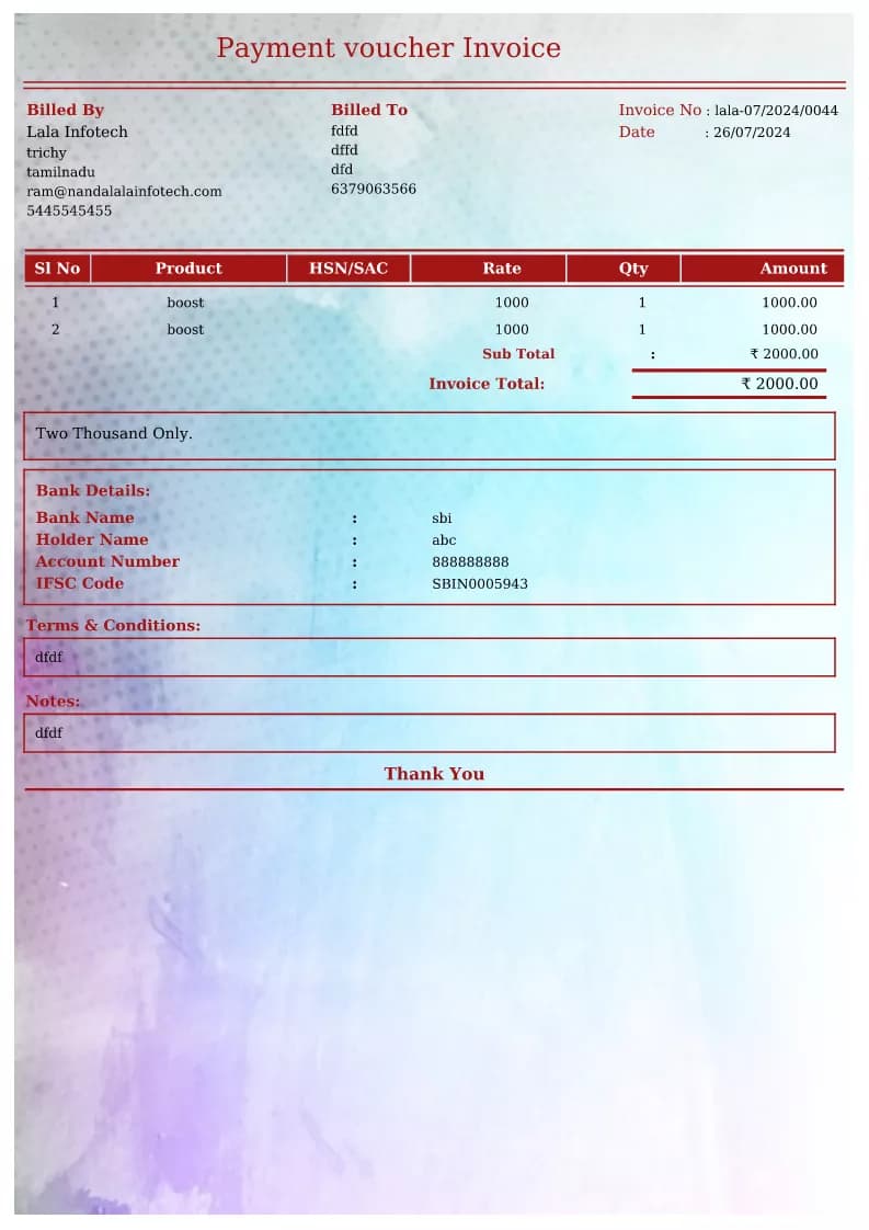 Payment Voucher Invoice Generator Free Online | InvoiceFree