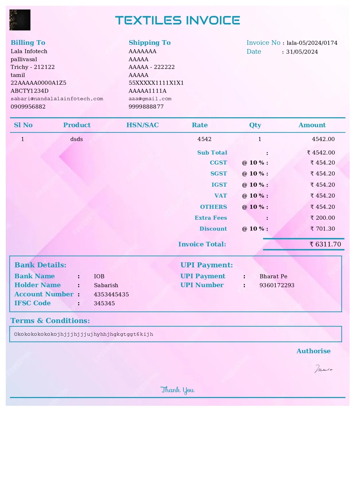 InvoiceFree — Textiles Invoice Generator,Creator,Maker